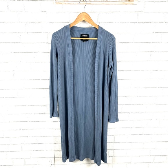 L'AGENCE | Sweaters | Lagence Ribbed Knit Dusty Blue Duster Cardigan ...